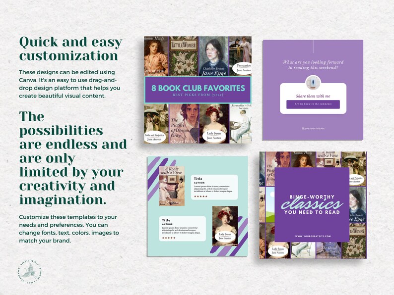 Instagram Templates for Book Bloggers Instagram Post Book - Etsy