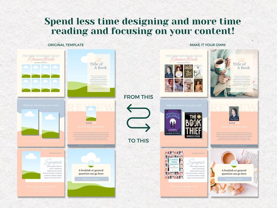 Book Instagram Templates Book Blogger Template Instagram - Etsy