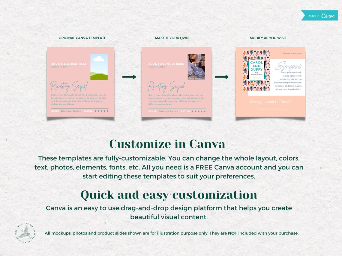 Book Instagram Templates Book Blogger Template Instagram - Etsy