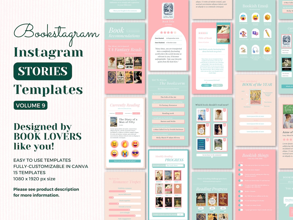 Bookstagram Templates Instagram Story Template Canva Story - Etsy