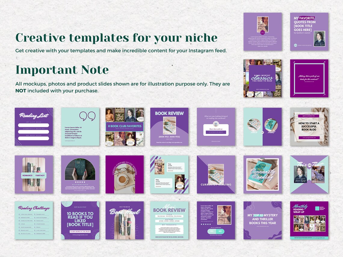 Instagram Templates for Book Bloggers Instagram Post Book - Etsy