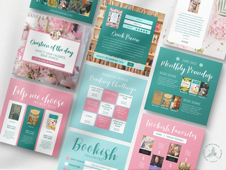 Bookstagram Book Instagram Templates Book Blogger Template - Etsy