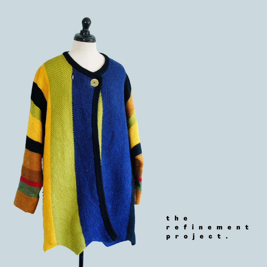 80s Excel Wool Southwestern Vibe Cardigan, Size Medium Striped, Blue ...