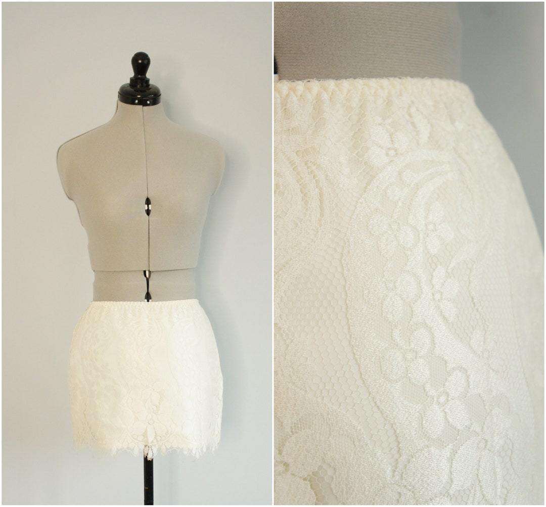 Y2K Baylis & Knight Cream Lace Micro Mini Skirt, Size Small - Sheer ...
