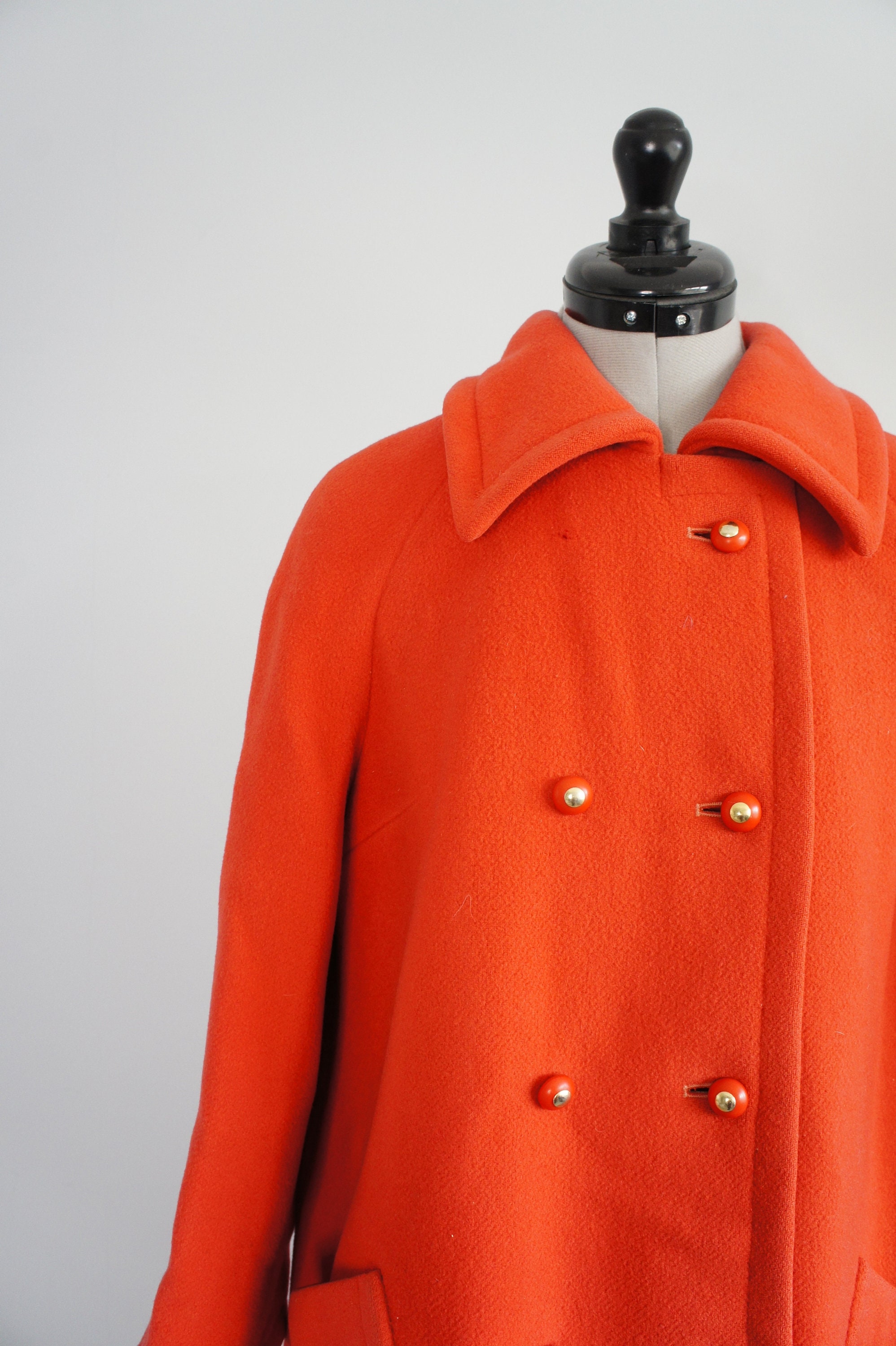 60s Jaeger Bright Coral Pink Red Wool Swing Pea Coat Size - Etsy