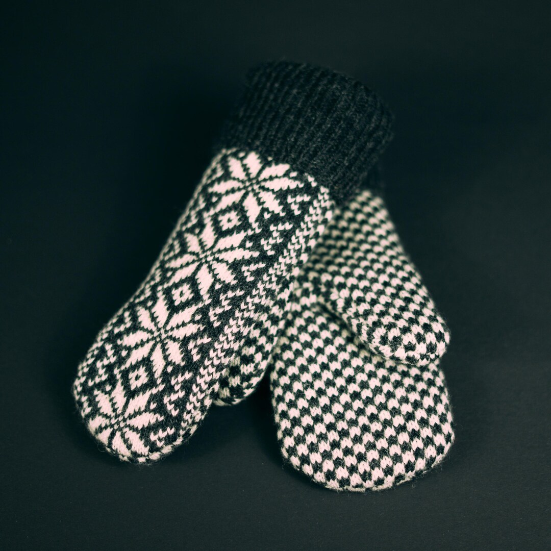 Upcycled Wool Mittens With Fair Isle Pattern and Fleece Lining (size S ...