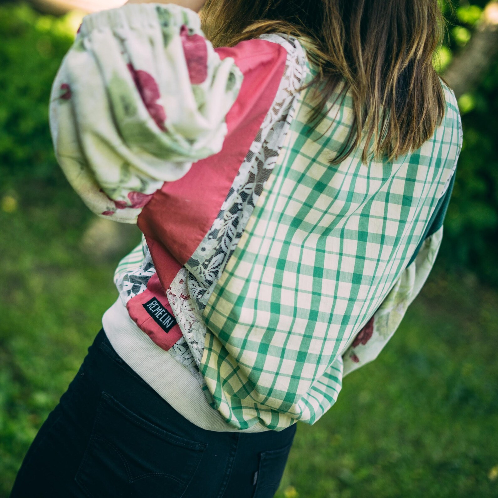 Green Upcycled Blouse With Puff Sleeves – Reworked Shirt With Lace and ...