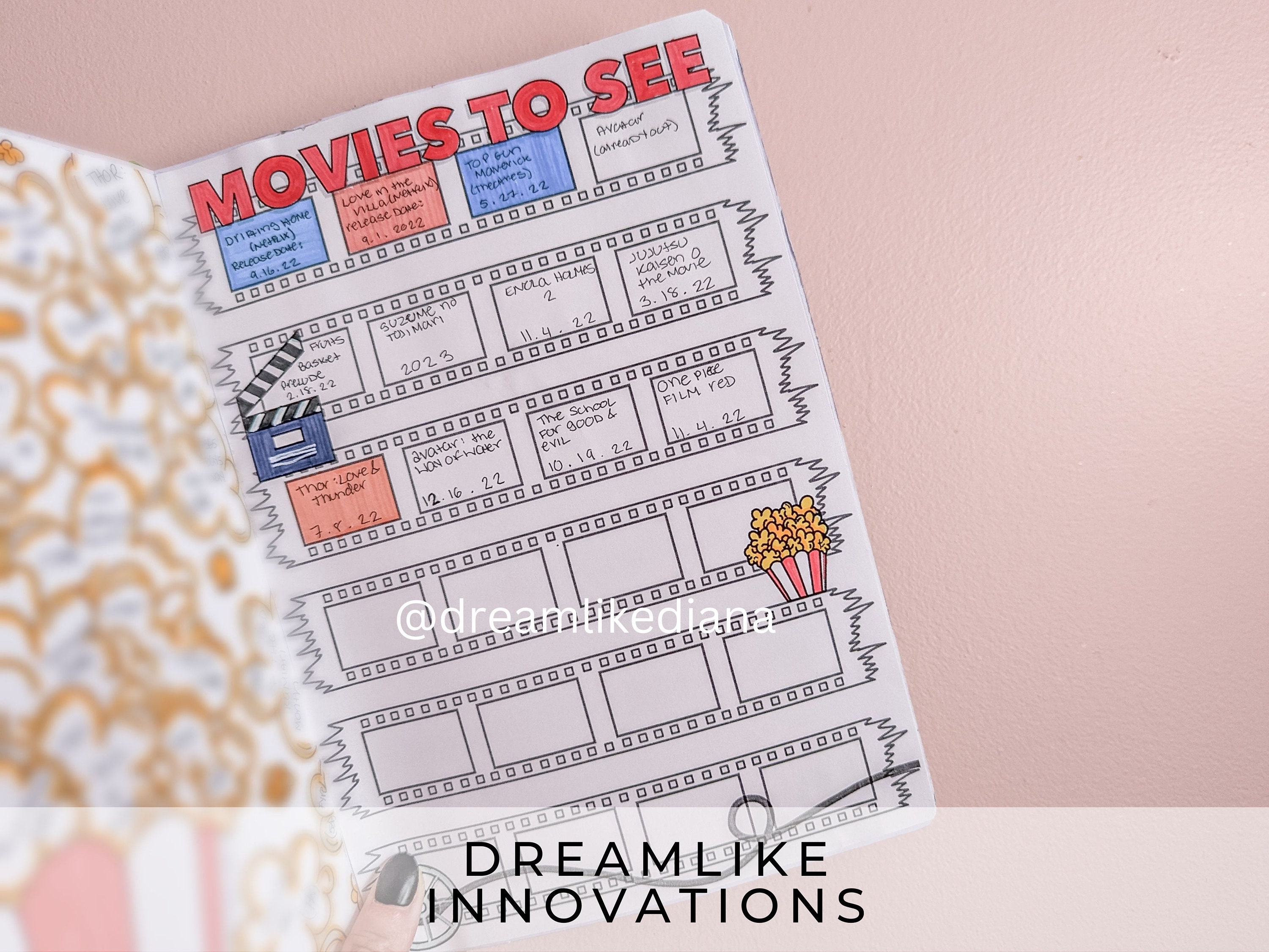 INSTANT DOWNLOAD: Movies to See Tracker, Digital Download, Movie Reel ...