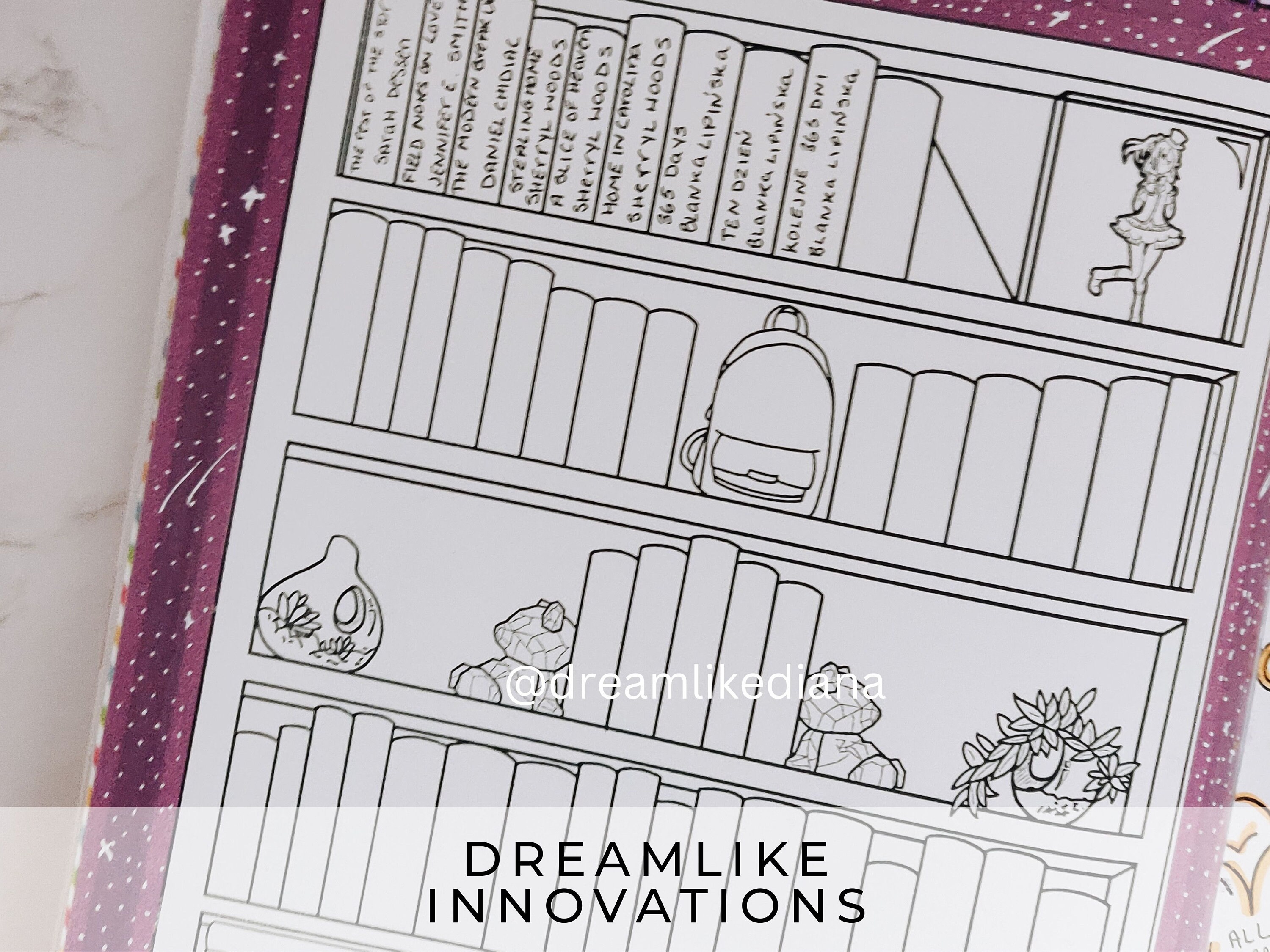 INSTANT DOWNLOAD: A5, Bookshelf Reading Tracker, Book Log, Coloring ...