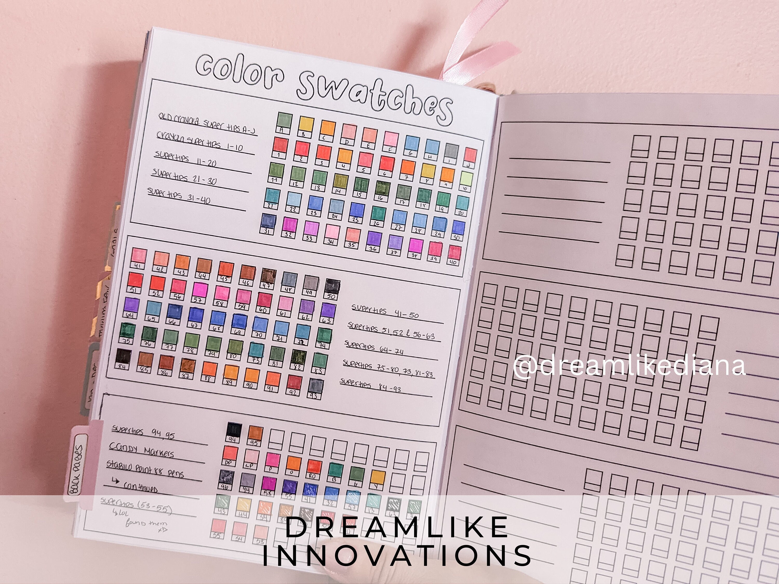INSTANT DOWNLOAD: Color Swatches Tracker Printable, Pen Test, Digital ...