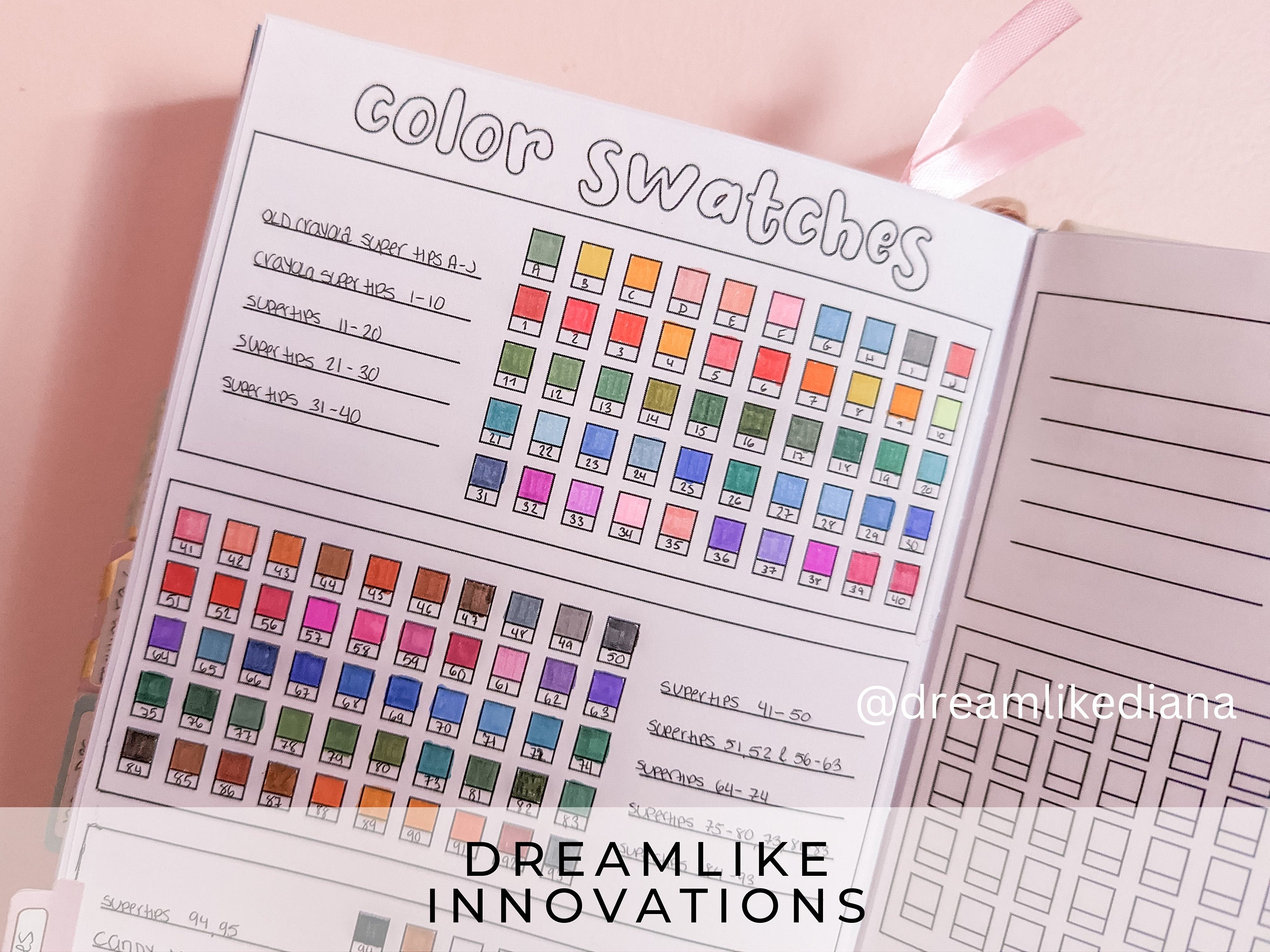 INSTANT DOWNLOAD: Color Swatches Tracker Printable, Pen Test, Digital ...
