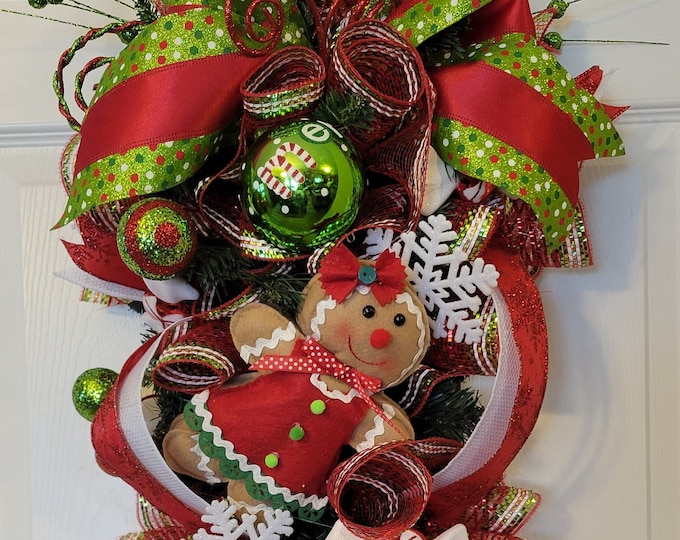 Merry Gingie Christmas Wreath Swag - Etsy