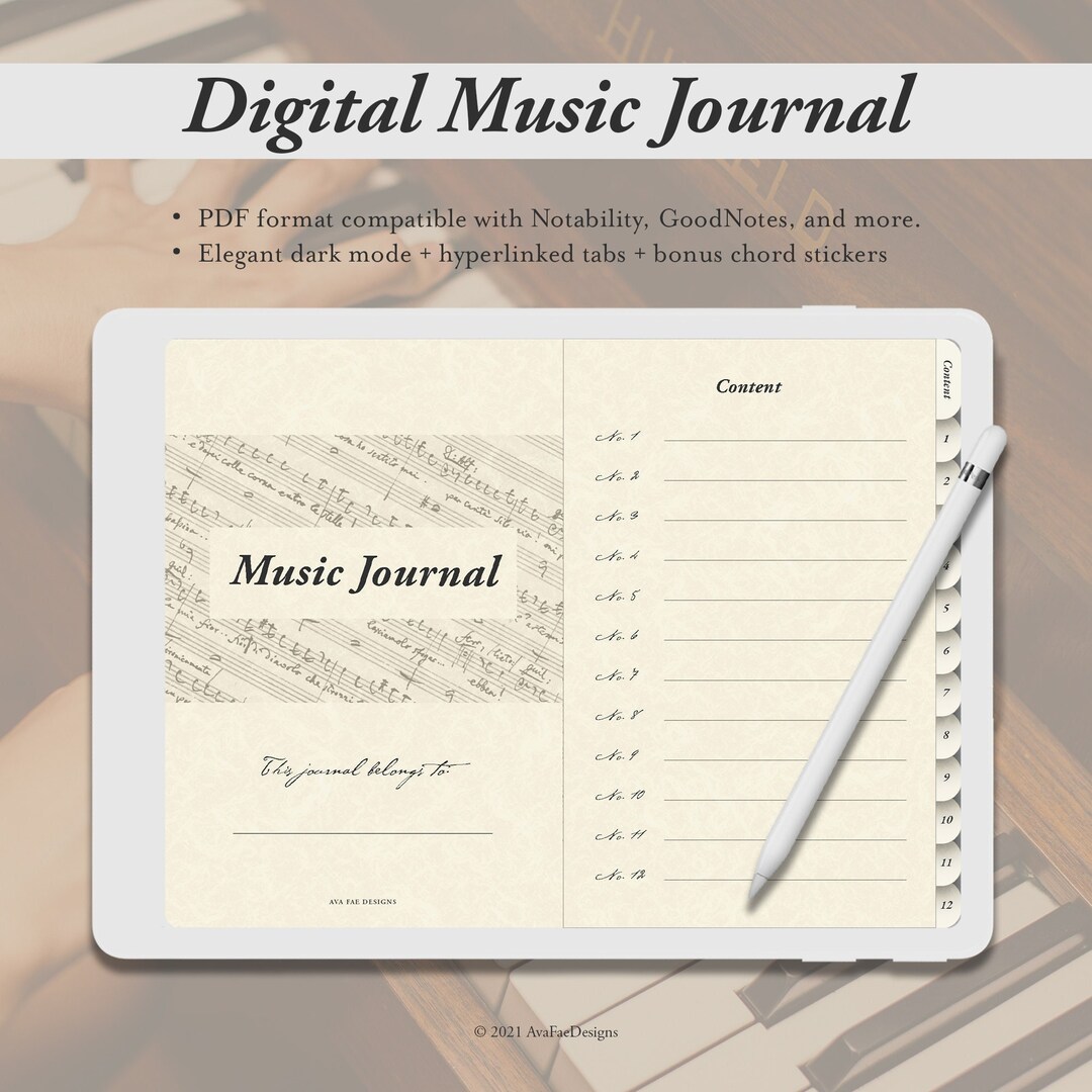 Hyperlinked Digital Music Journal / Sheet Music Notebook / Songwriting ...