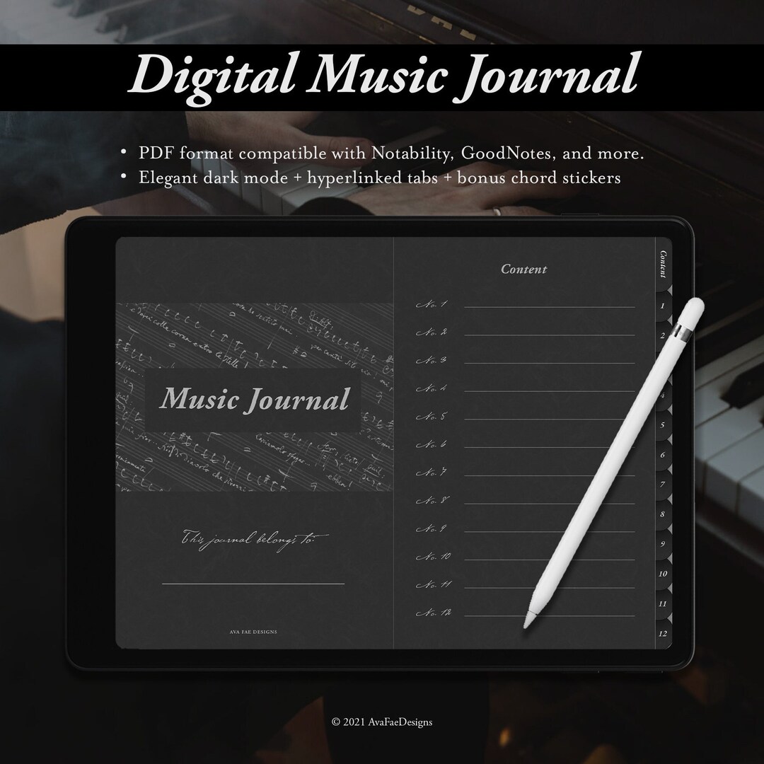 Hyperlinked Digital Music Journal / Sheet Music Notebook / Songwriting ...