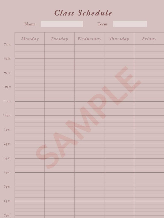 Cute Class Schedule Template