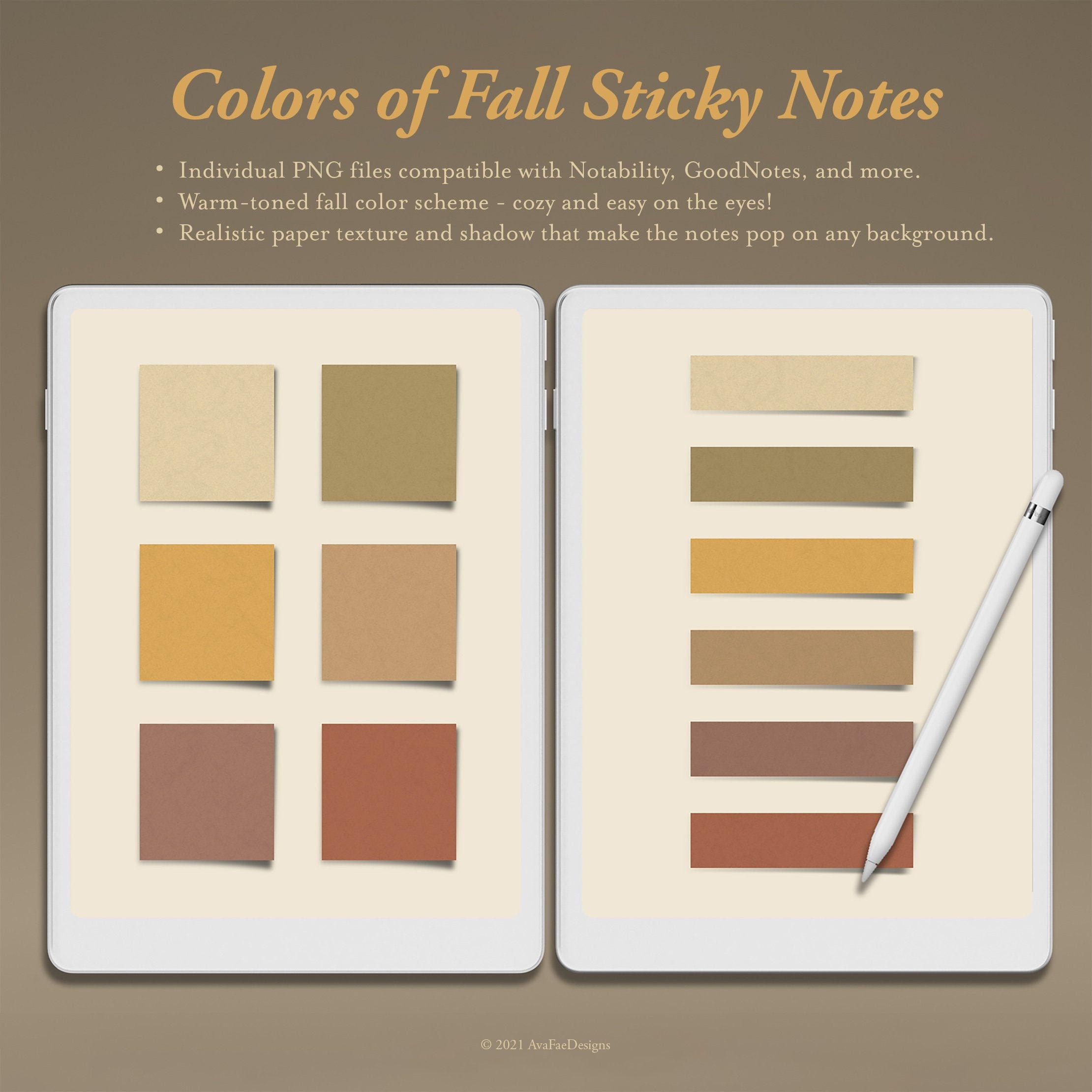Colors of Fall Digital Sticky Notes / Realistic Paper Texture / Warm ...
