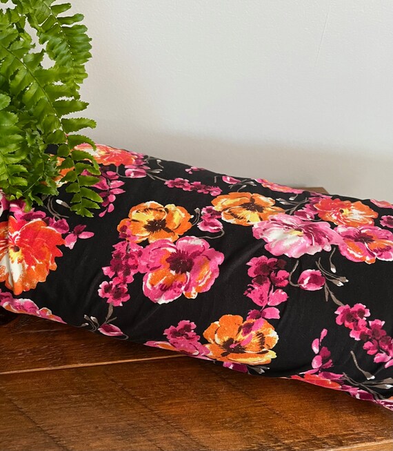 Black Pink Floral DBP Knit Fabric by the Yard/half Yard - Etsy