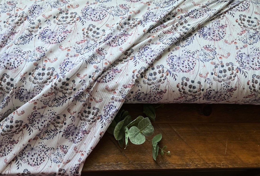 Livvy Floral Un-brushed Mini Rib Knit Fabric, by the Yard/half Yard - Etsy
