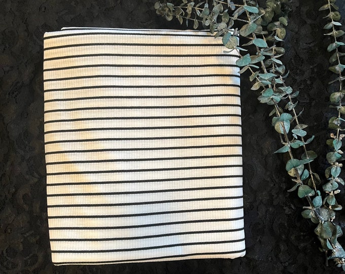Black and White Stripe Rib Knit Fabric, by the Yard/half Yard - Etsy