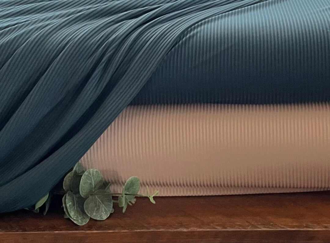 Solid Un-brushed Mini Rib Knit Fabric, Champagne & Evergreen, by the ...