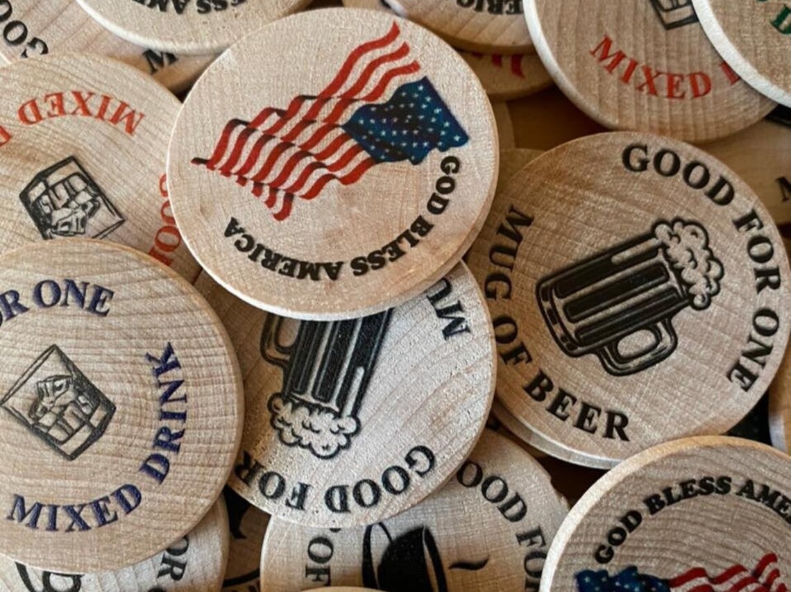 Custom Wooden Nickels | Wood Coins | Round Tuits | Drink Tokens | Bar ...