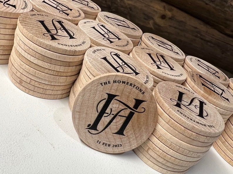 1.5 Personalized Wood Coins Custom Printed Wooden - Etsy