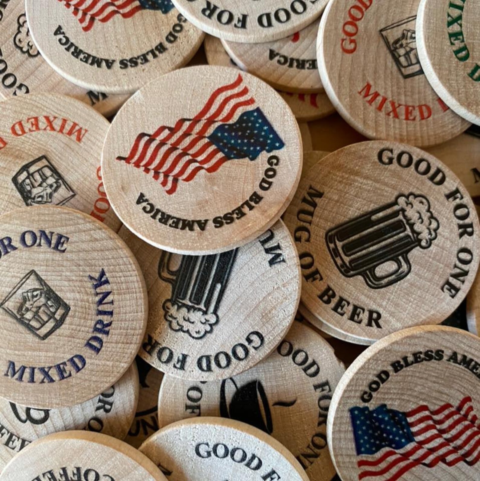 Custom Wooden Nickels Wood Coins Round Tuits Drink - Etsy