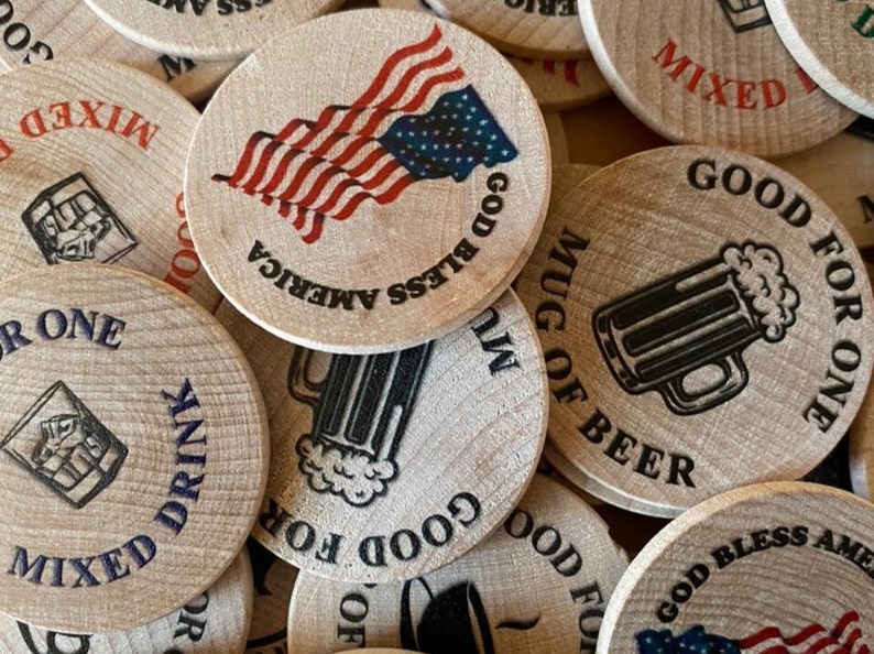 1.5 Personalized Wood Coins Custom Printed Wooden - Etsy