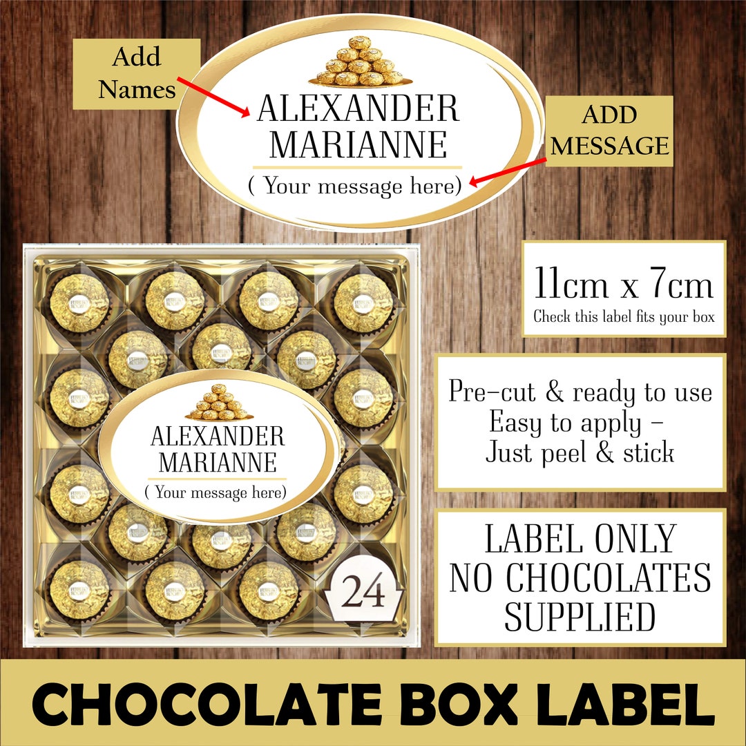 2 Personalised Ferrero Rocher Box Pre-cut Sticker/label - Any Text - NO ...