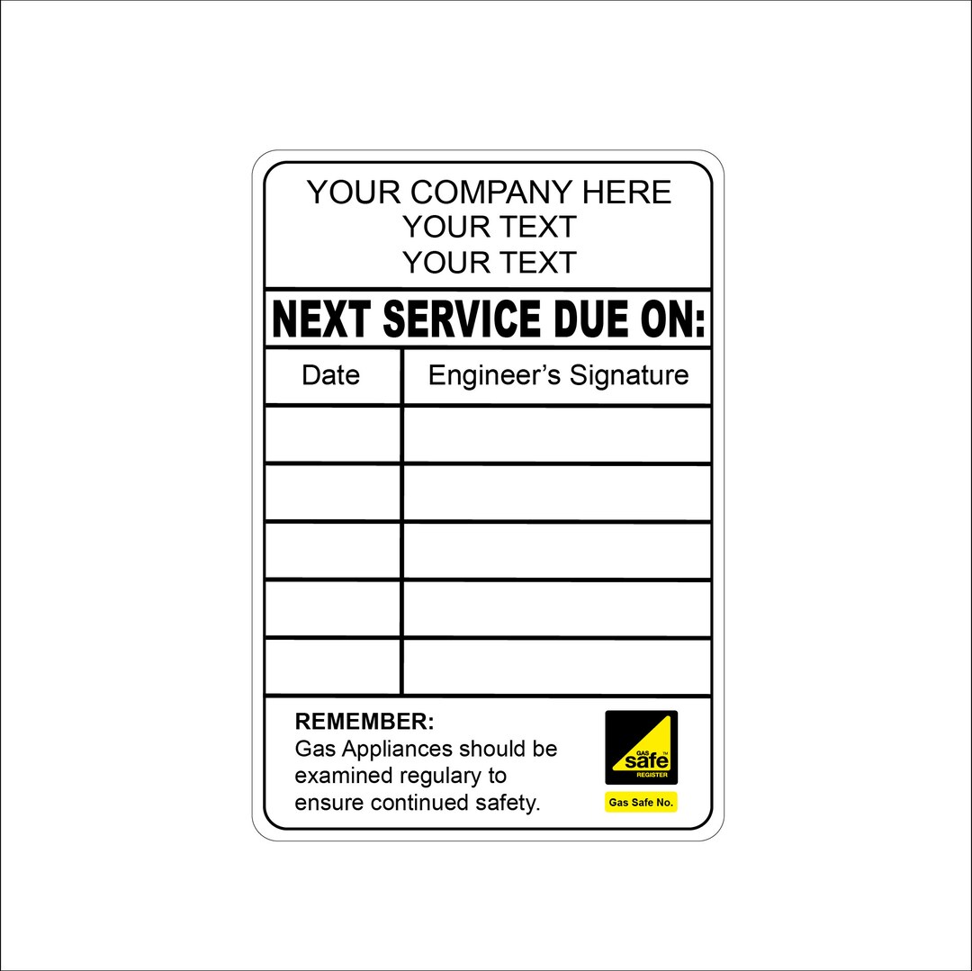 20 Appliance Service Danger Warning Gas Safe Stickers Unsafe Label Gas ...
