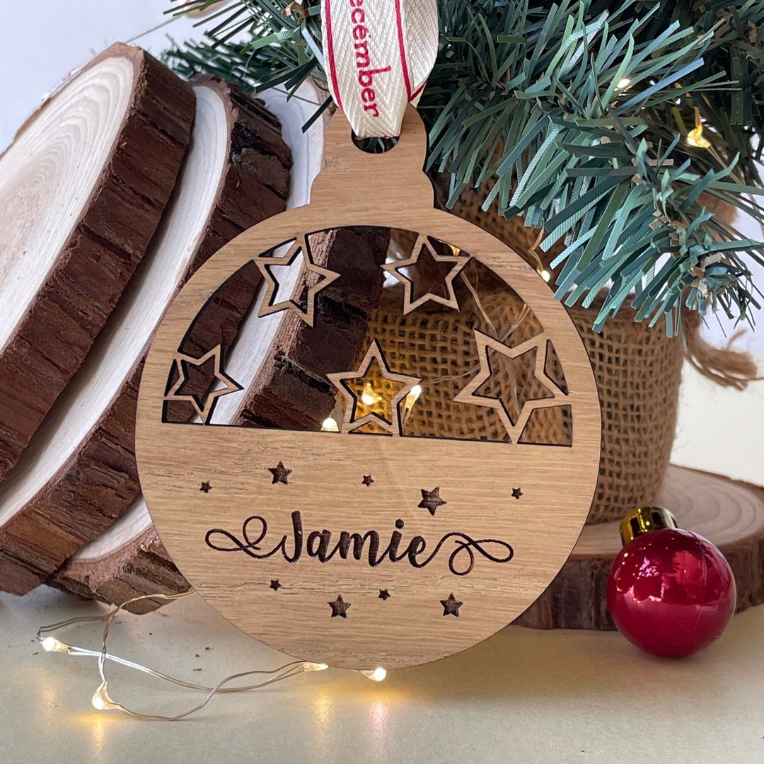 Personalised Christmas Bauble Gift for Family and Kids Santa Snowman ...