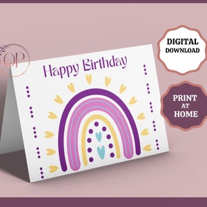 Printable Birthday Card, Rainbow Card, Digital Birthday Card, Printable ...