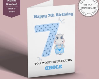 7 Year Old Birthday Card Download - Etsy