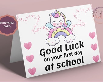 First Day of School Card Printable, Back to School, Good Luck on Your ...