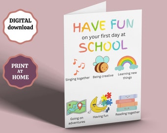 First Day of School Card Printable, Back to School, Good Luck on Your ...