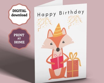 Fox Birthday Card Kids - Etsy