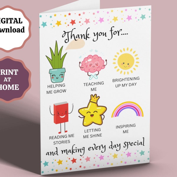 Teacher End of Year Thank You Cards Printable, Teacher Card, Teacher ...