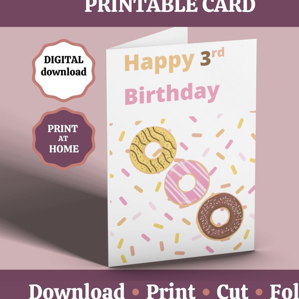 3 Year Old Birthday Card Printable - Etsy