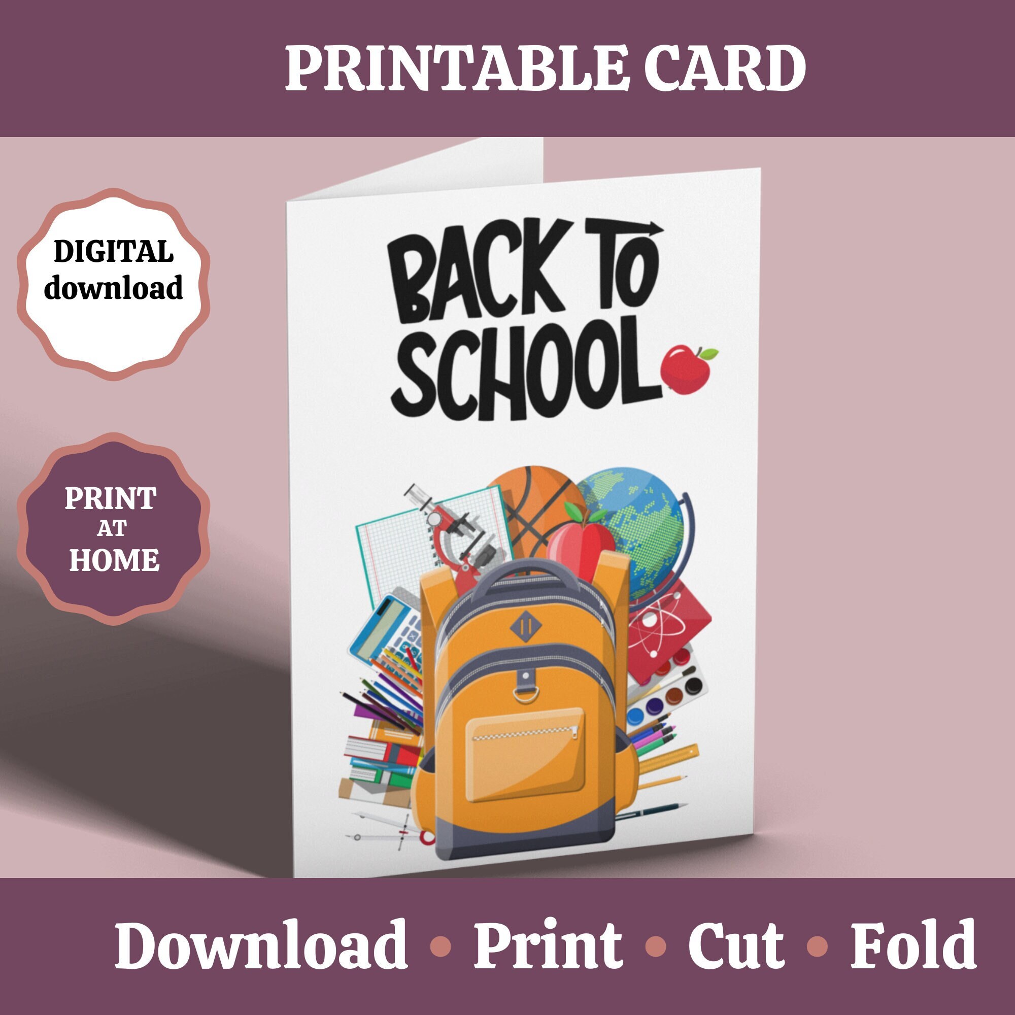 Back to School Printable Card, First Day at School, Good Luck Card, New ...