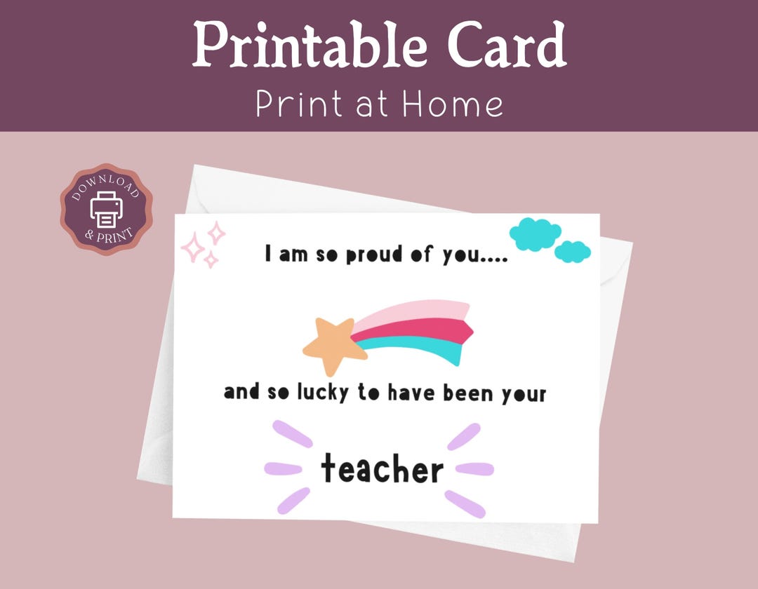 Thank You Cards for Students From Teacher, I Am so Proud of You Card ...
