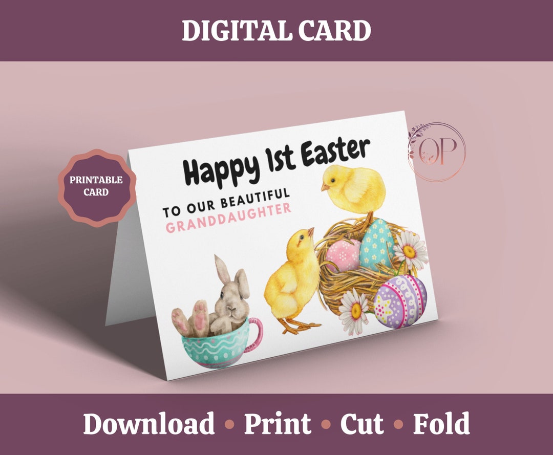 Granddaughter Easter Card Printable, Easter Card for Kids, Happy 1st ...