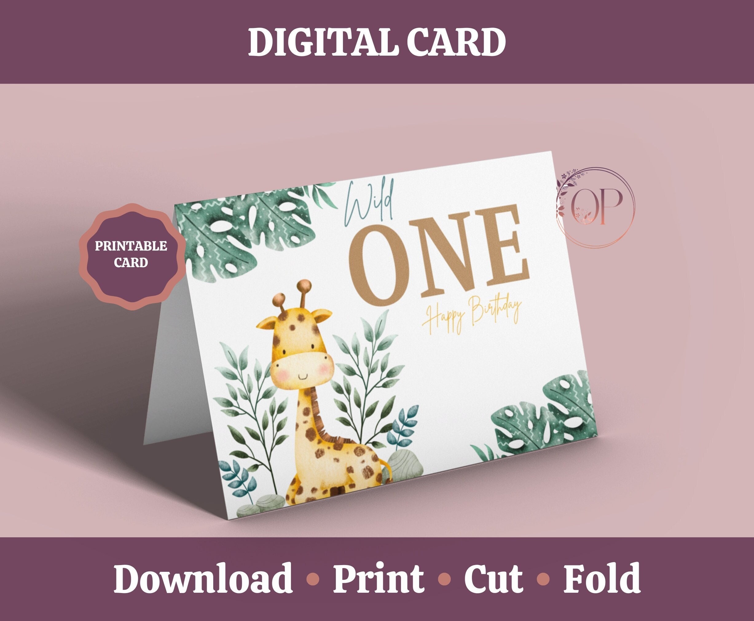 Wild One Birthday Card Printable, 1st Birthday Card, First Birthday ...