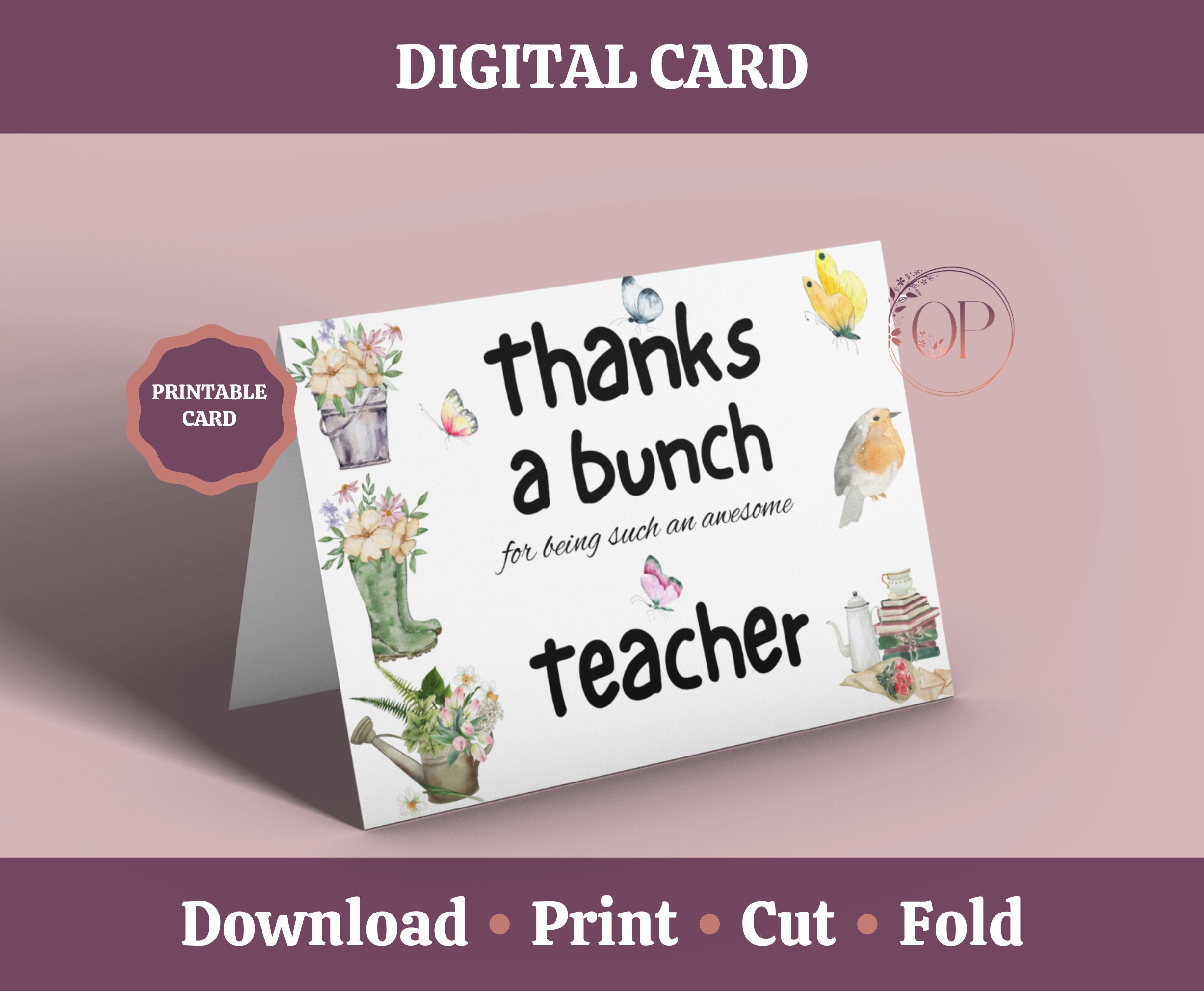 Thank You Teacher Card Pack Printable, Best Teacher Ever, Teacher ...