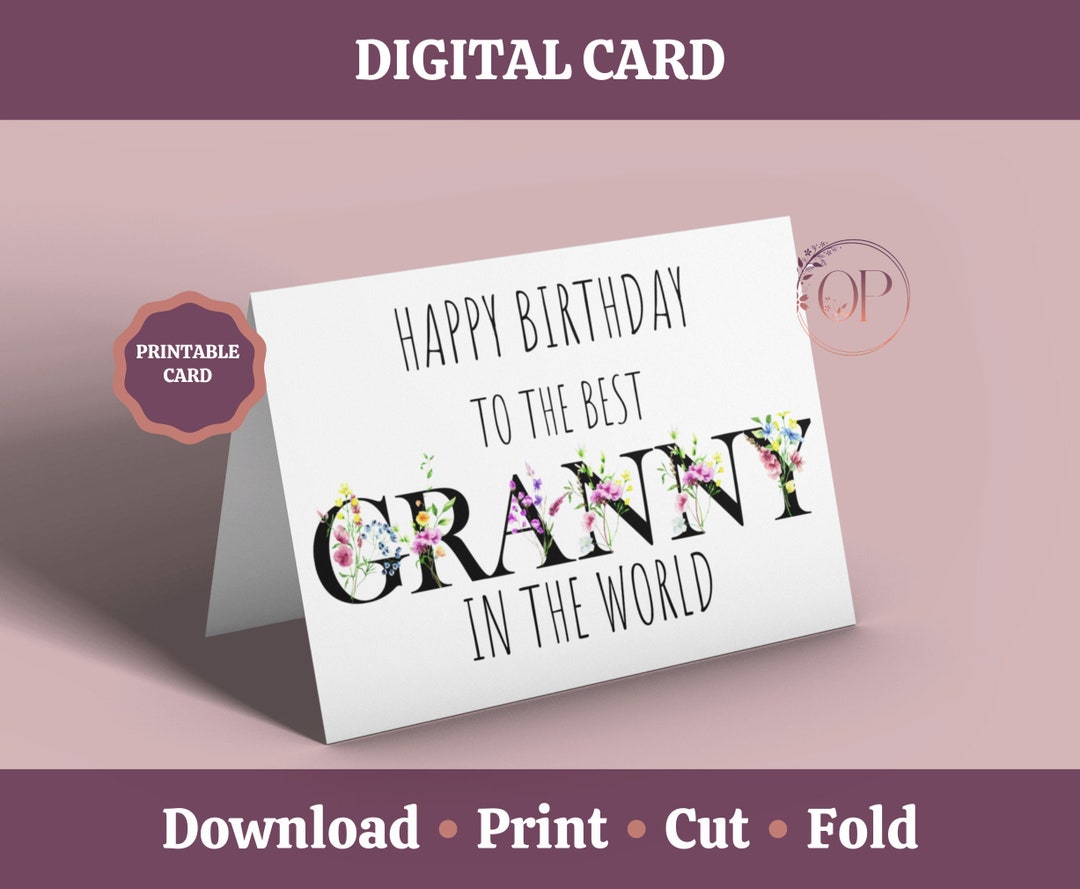 Happy Birthday Granny Card Printable, Downloadable Granny Birthday Card ...