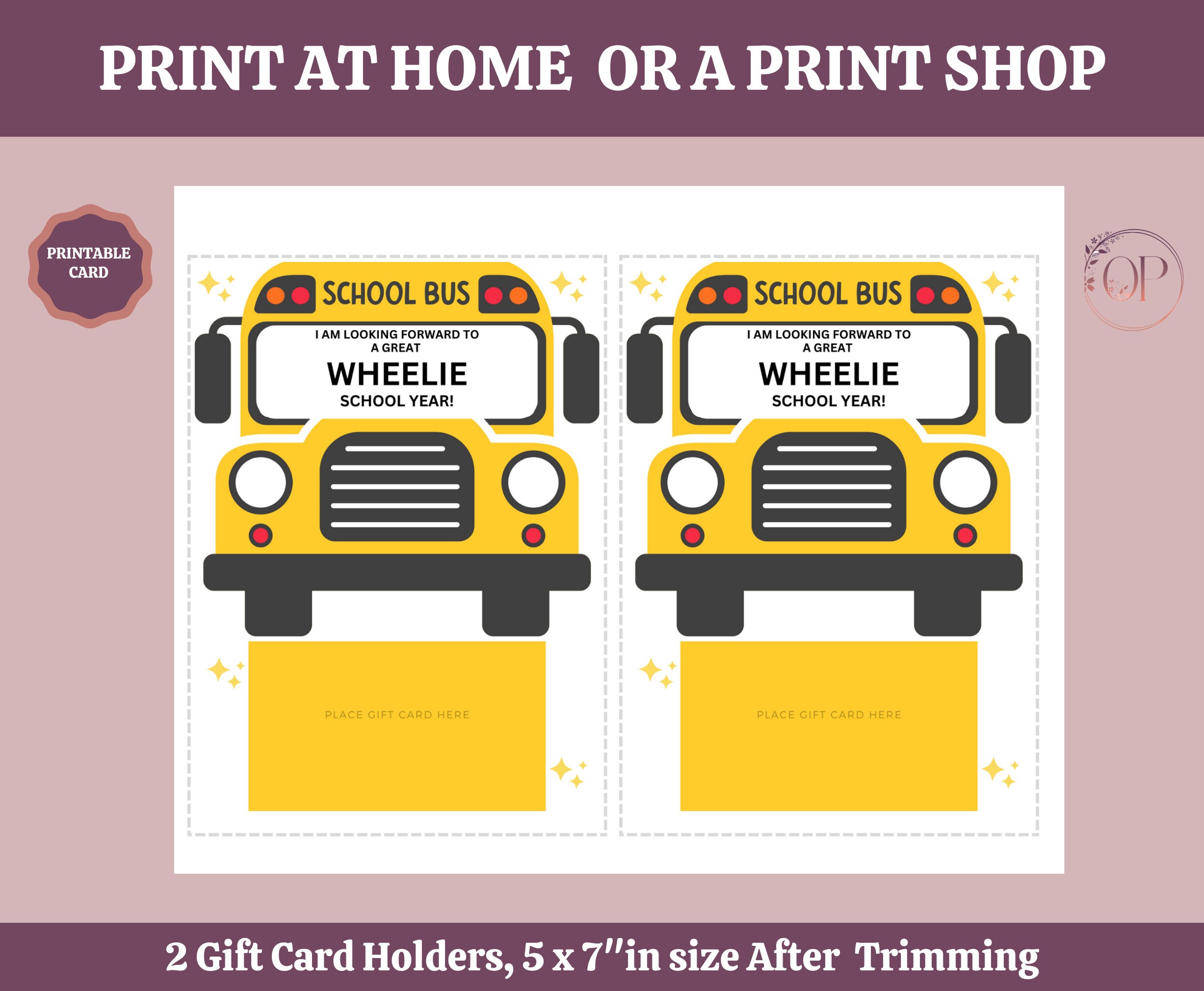 School Bus Driver Gift Card Holder Printable, Bus Driver Appreciation ...
