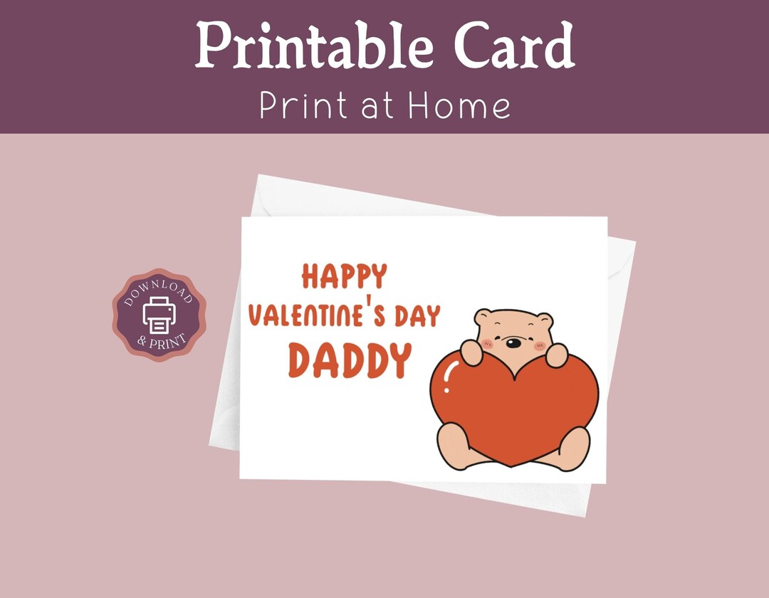 Daddy Valentine's Day Card Printable, Valentines Card for Dad ...