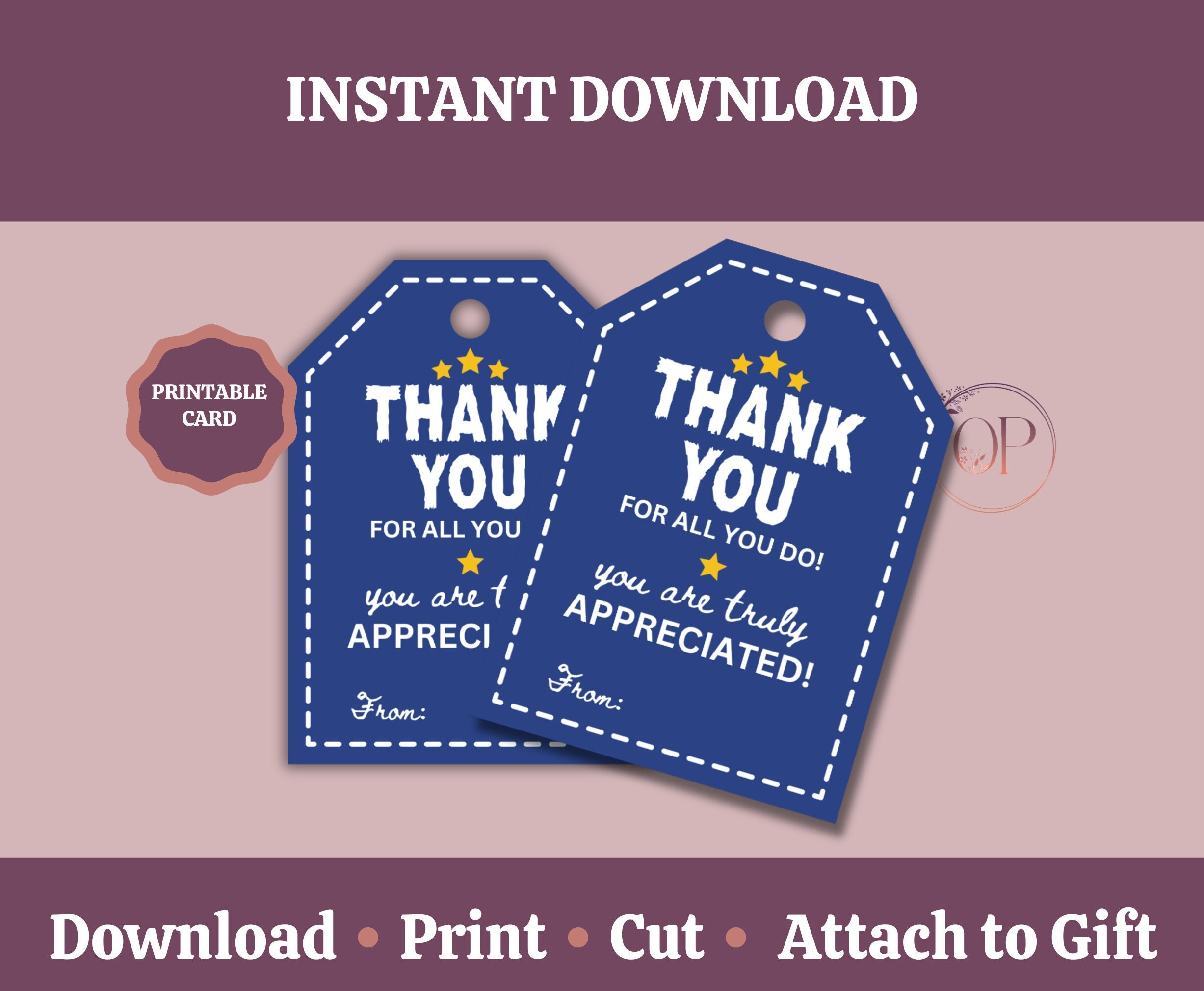 Printable Appreciation Week Thank You Gift Tags, Tag for Staff Team ...