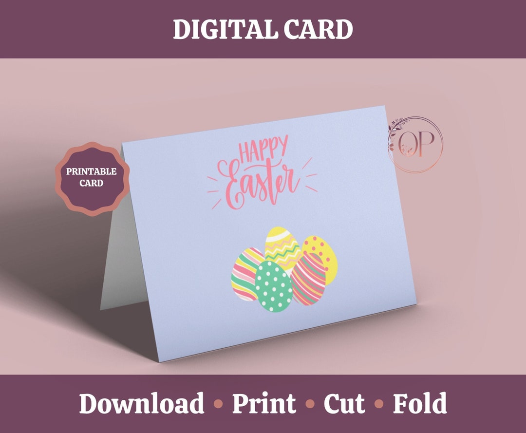 Easter Card Printable, Happy Easter Card, Downloadable Easter Egg Card ...
