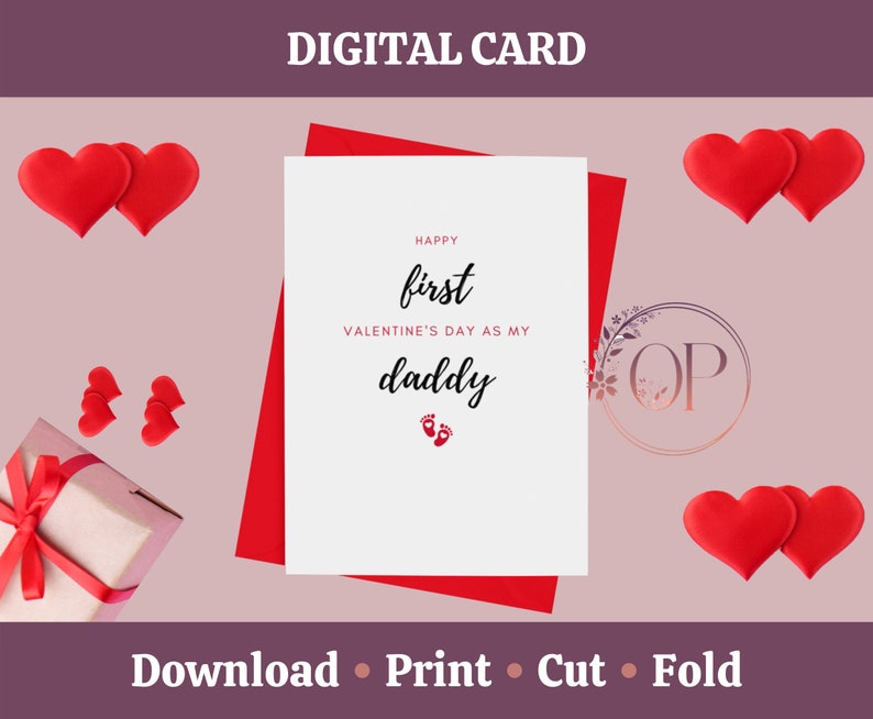 Printable Happy First Valentine's Day as My Daddy, 1st Valentines Card ...