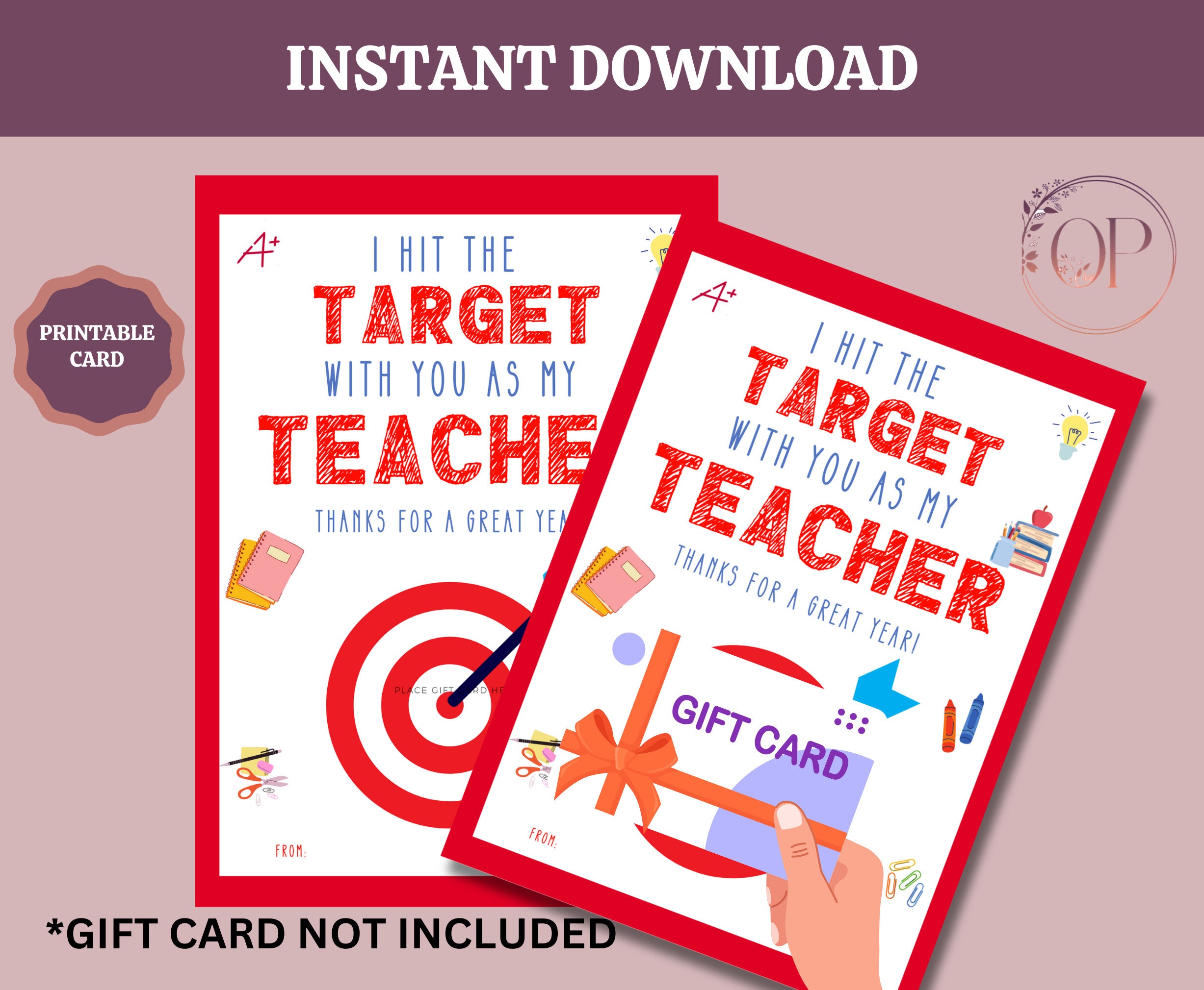 Printable Teacher Appreciation Gift Card Holder Hit the - Etsy